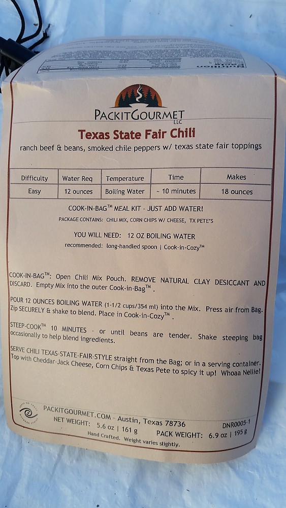 Packit Gourmet Texas State Fair Chili Reviews - Trailspace