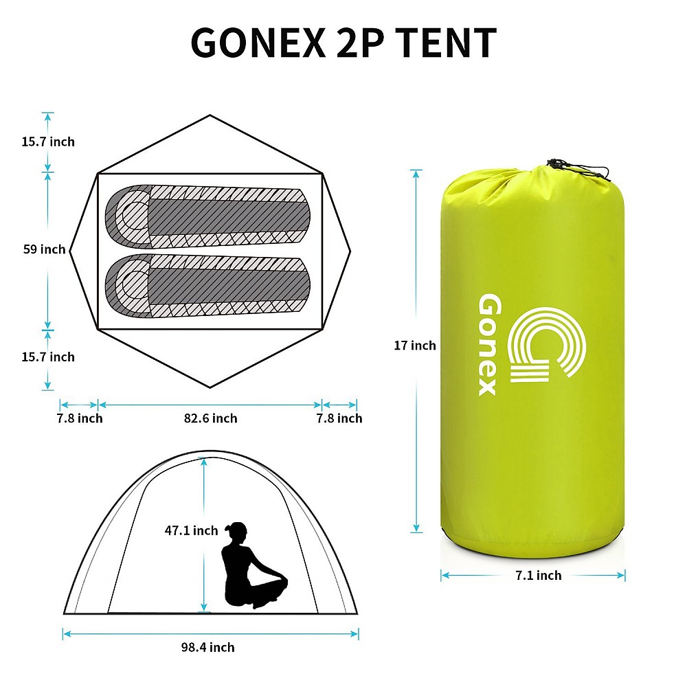 Gonex Waterproof Camping Tent 2 Person for Winter Reviews - Trailspace